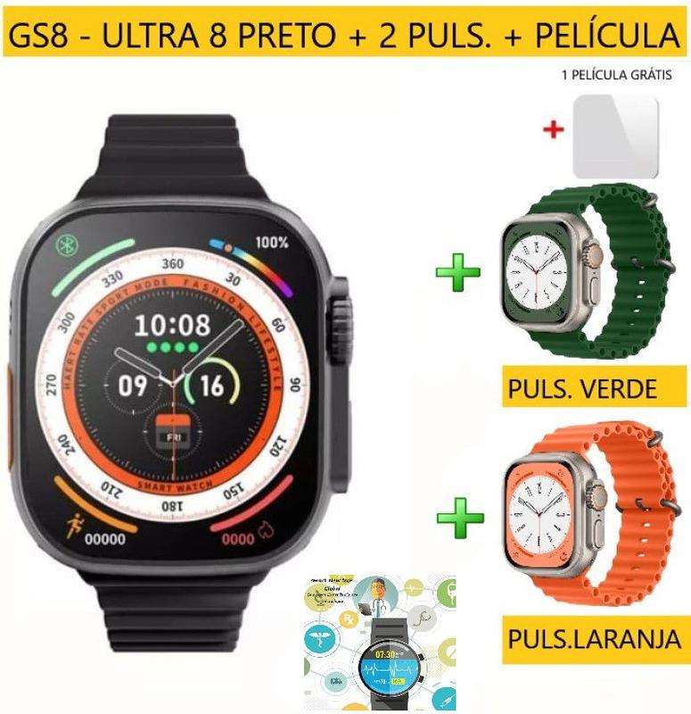 Relógio Smartwatch Ultra 8 GS8 Série 8 Esportivo Nfc 1.91 Rede Social ...