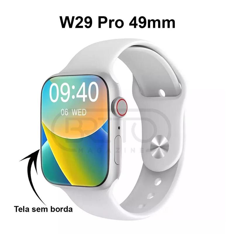 Relogio Smartwatch W29 Pro Watch 9 Ilha Dinâmica e Borda Infinita ...
