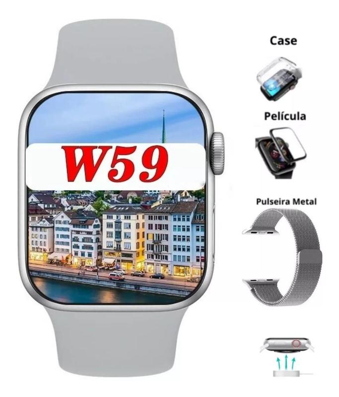 Relógio Smartwatch W59 Pro Série 9 Masculino Feminino Gps Branco- 2 ...