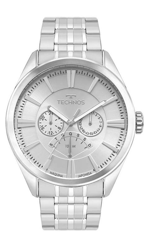 Relogio Technos Masculino prata multifunção grandtech prateado inox ...