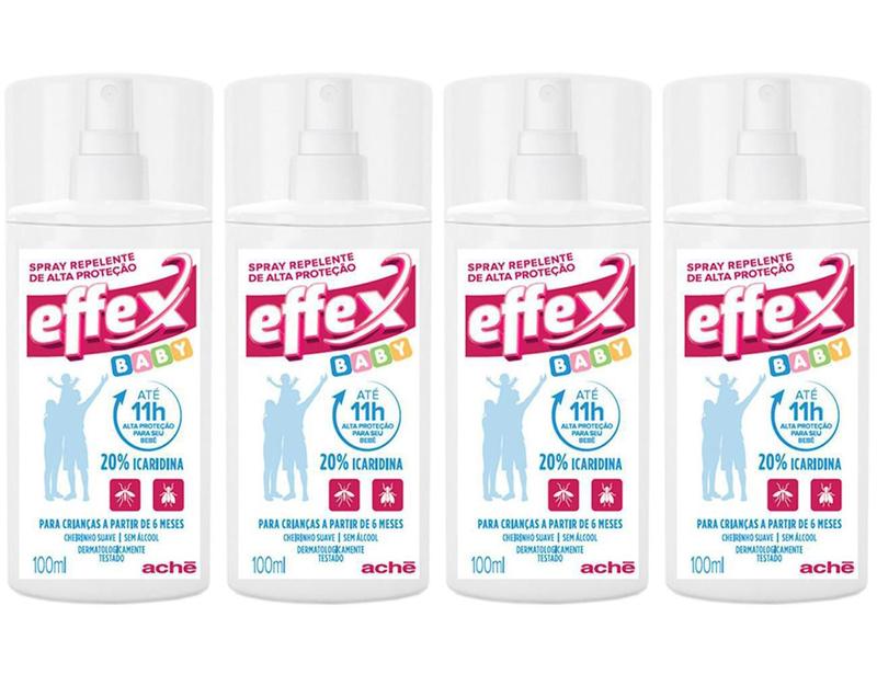 Repelente De Alta Proteção Effex Baby Spray 100Ml 4 Unidades ...