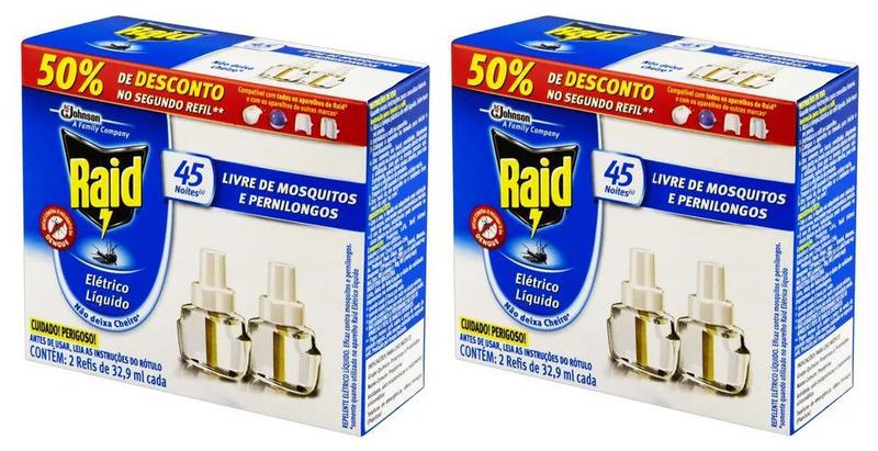 Repelente de Tomada Raid 45 Livres de Mosquitos 2 Caixas - Repelente e ...