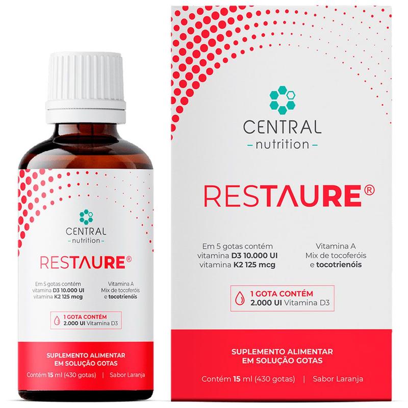 Restaure Gotas - Vitamina D3 + K2 - 15ml - Central Nutrition - Vitaminas A-Z - Magazine Luiza