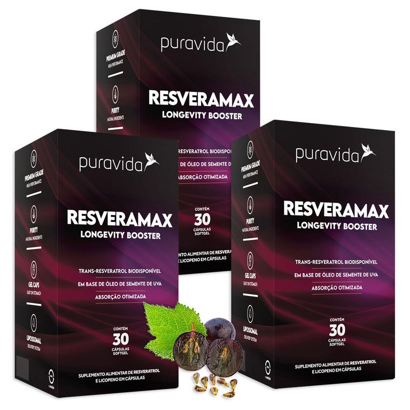 Resveramax 30 Cápsulas 170mg Puravida - Combo 3 Und. - Zinco - Magazine ...