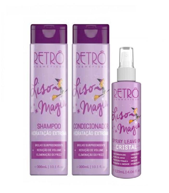 Retrô Liso Magia Kit Shampoo + Condicionador + Spray - Retro - Kit de ...