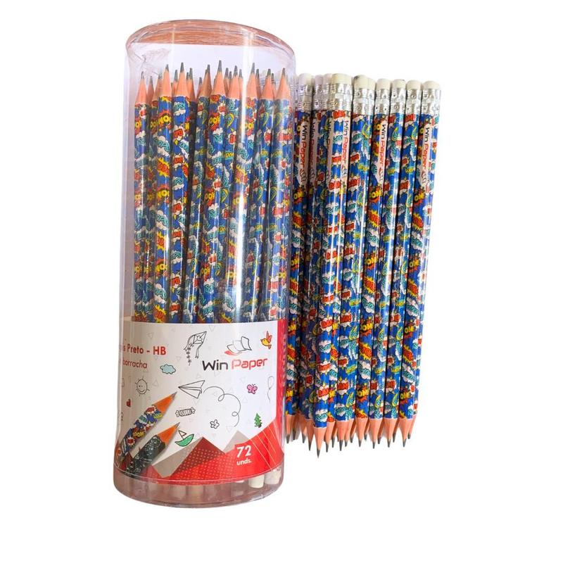 Revenda Pote de Lápis HB Estampado com Borracha e 72 Unidades - Win ...