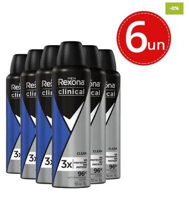 Rexona Clinical Desodorante Aerosol Clean Men Azul 150ml C/ 6 ...