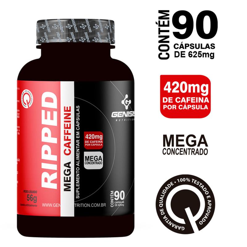 Ripped mega caffeine 420mg 90 cápsulas - genisis nutra - Cafeína - Magazine Luiza