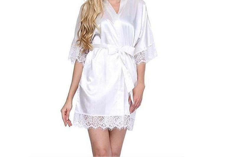 Robe De Cetim Com Renda Noiva Plus Size Dia Especial Unico Branco ...