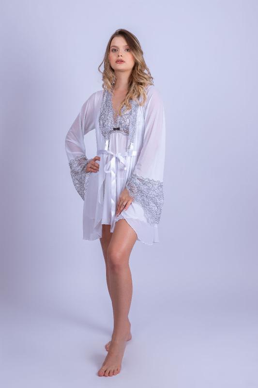Robe de Renda e Tule Curto - Stella Bernardi - Roupão e Robe Feminino ...