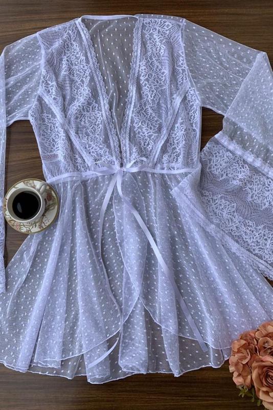 Robe Feminino Casual em Tule e Renda Flores - Delicadas Moda Íntima ...