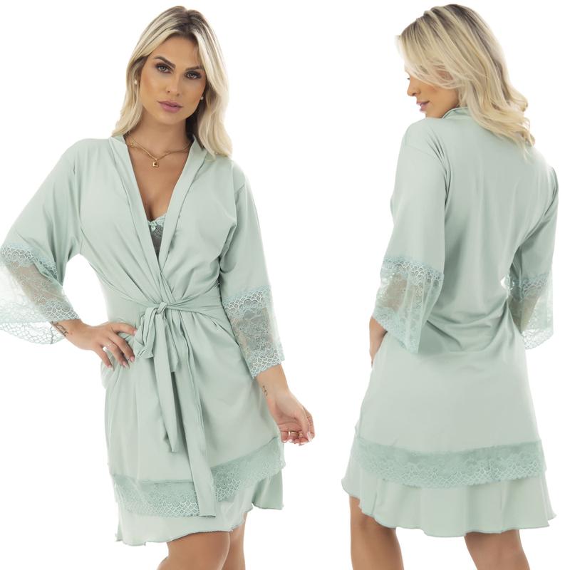 Robe Medusa de Microfibra Light e Renda Feminino - Biografia da Moda ...