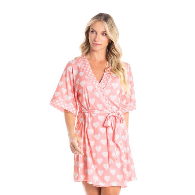 Robe Rosa Romântico Corações Transpassado Curto - Daniela Tombini ...