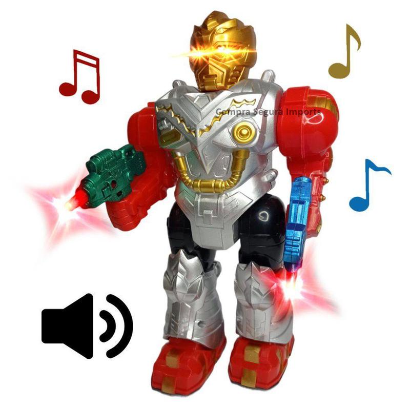 Robô De Brinquedo Fire Infantil Anda Com Som E Luz Megazord - Europio ...