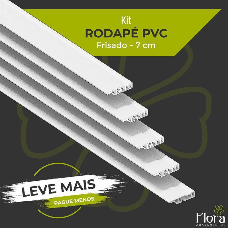 RODAPÉ PVC 7cm FRISADO BRANCO - KIT COM 5 BARRAS - FLORA - Rodameio ...