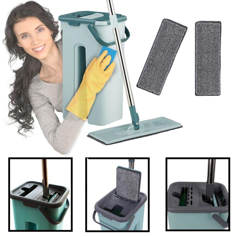 Rodo Flat Mop E Balde Lava E Seca Profissional Com 2 Refil Giratorio ...