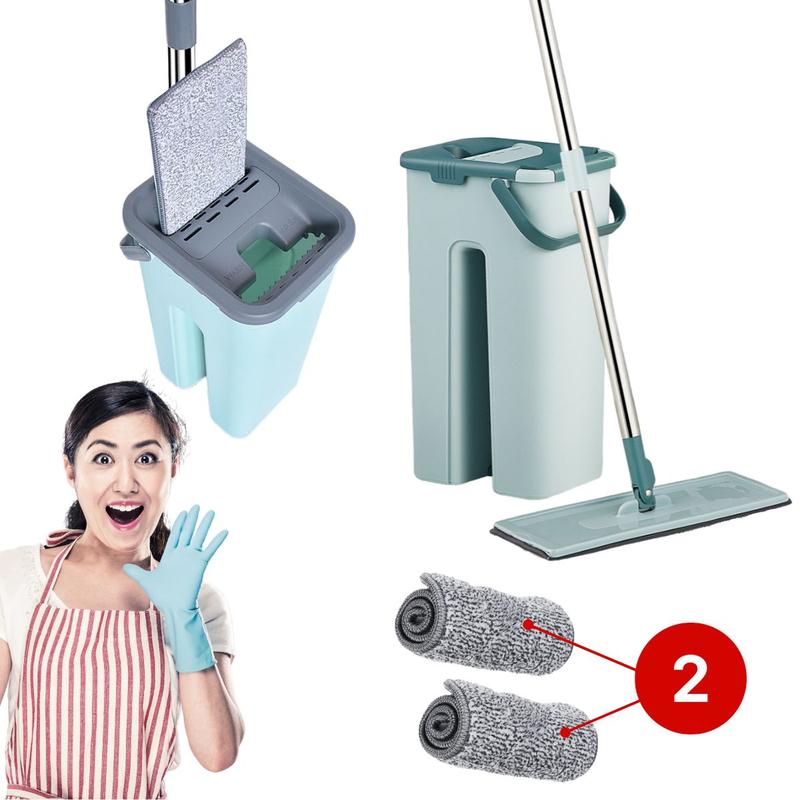 Rodo Flat Mop E Balde Lava E Seca Profissional Com 2 Refil Giratorio ...