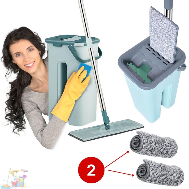 Rodo Flat Mop E Balde Lava E Seca Profissional Com 2 Refil Giratorio ...