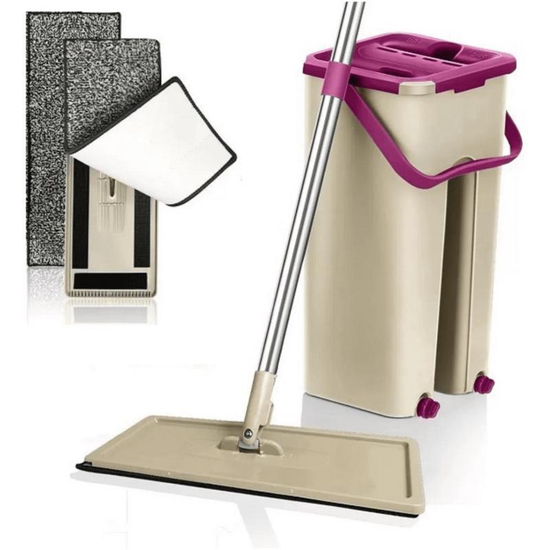 Rodo Mop Flat Com Balde Lava e Seca Com 2 Refil Profissional Esfregão ...