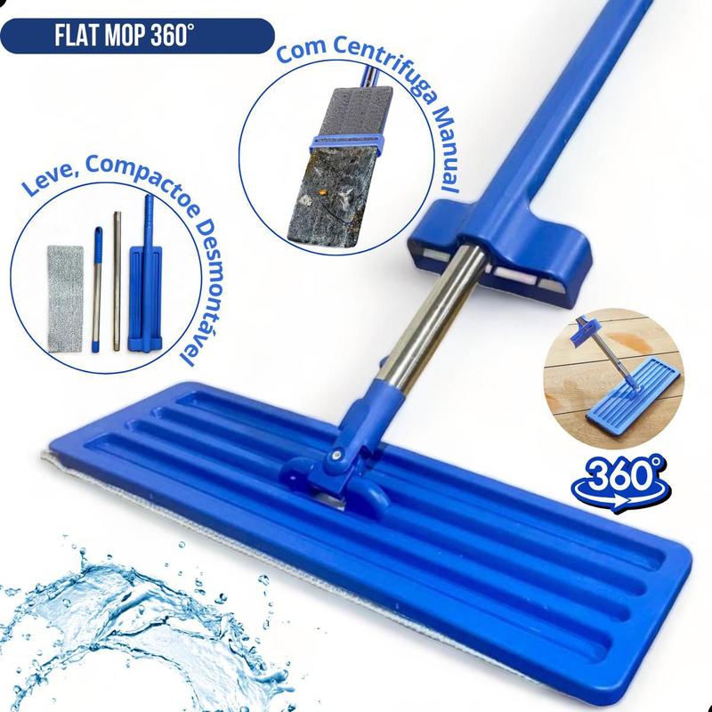 Rodo Mop Flat Mop Limpeza 306º Microfibra Cabo Inox Premium - Clean ...