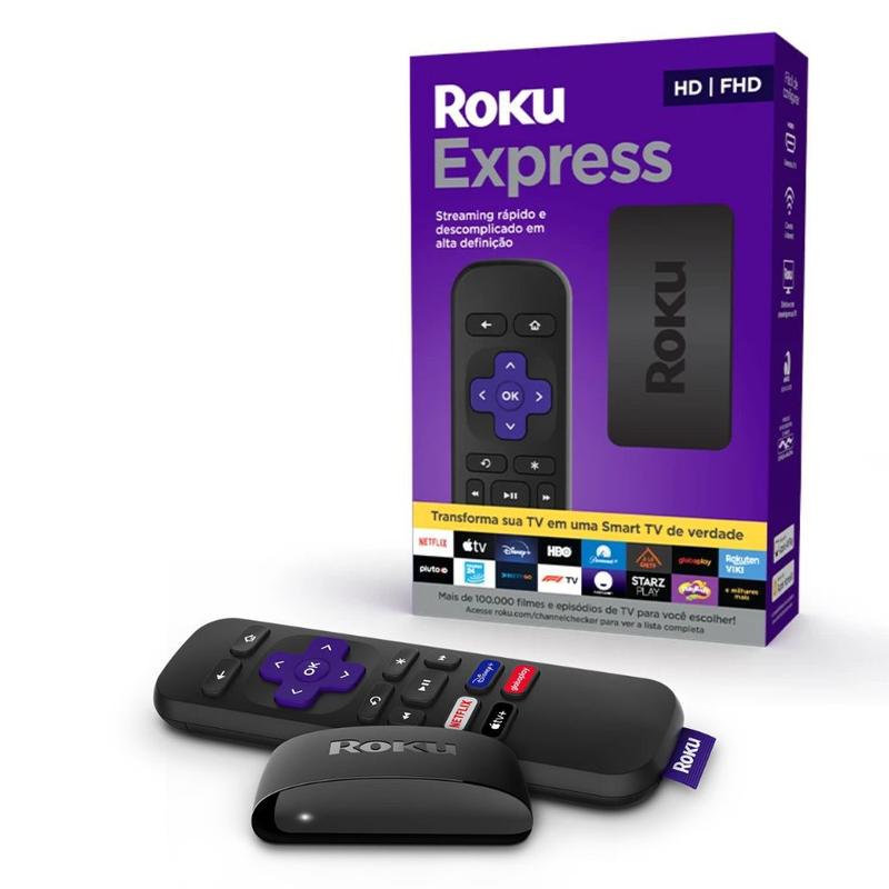Roku express streaming, full hd, conversor smart tv, controle ...