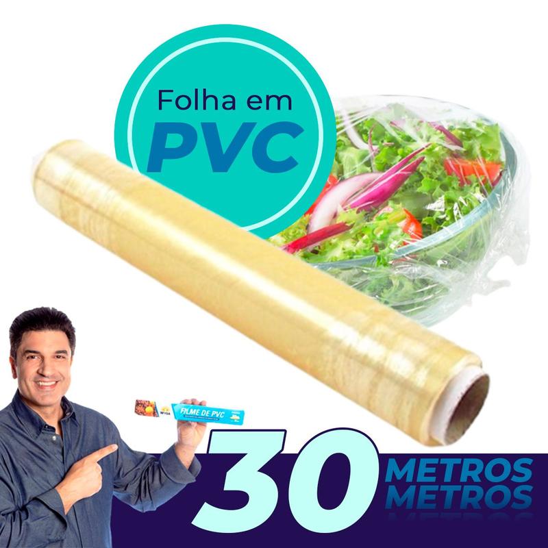 Rolo 28cm De Papel Filme Em Plástico Pvc Com 30 Metros - Wyda - Papel ...
