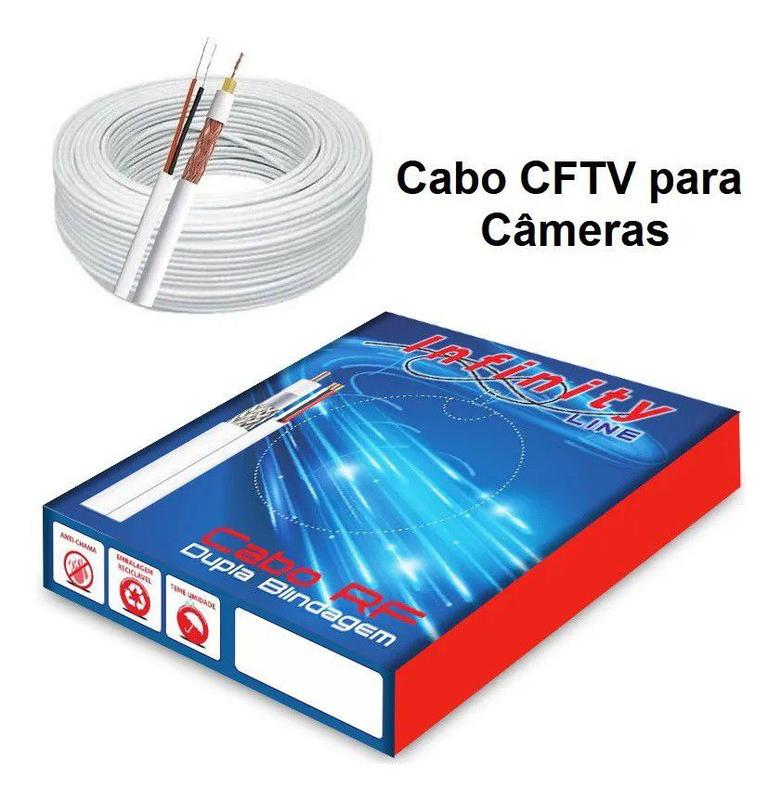 Rolo 40 Metros Cabo Fio Coaxial RF 4mm Bipolar P/ Cftv Câmera 95% Malha ...