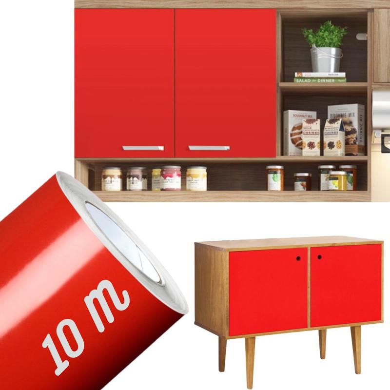 Rolo de Papel Adesivo 10m Decorativo Envelopamento Vermelho - Wintac ...