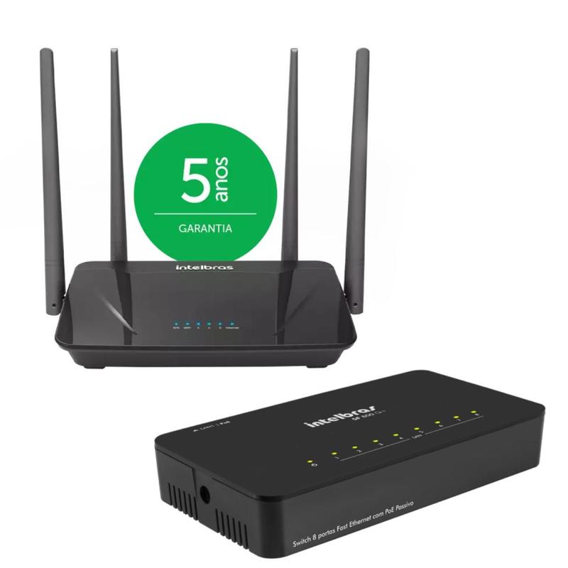 Roteador Action RF1200 C/Switch 8 Portas Sf 800 Q+ Intelbras - Roteador ...