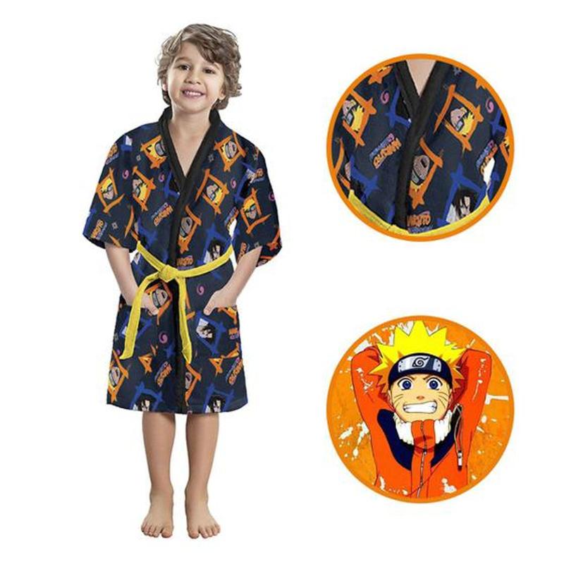 Roupão Infantil Banho Praia Aveludado Naruto Menino Menina - Lepper ...