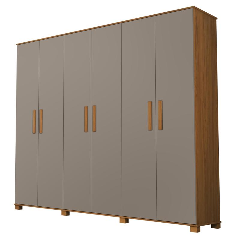 Roupeiro 6 Portas em MDF Casal Qualidade Canada Nature Gris - JLB ...