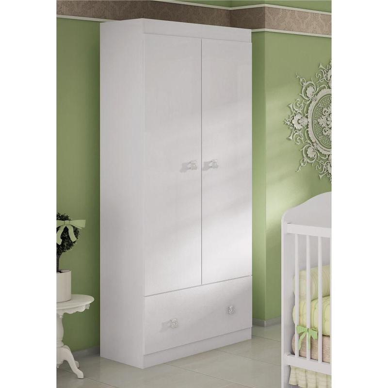 Roupeiro Infantil 2 Portas 1 Gaveta 1 Cabideiro Satriani Pintura UV ...