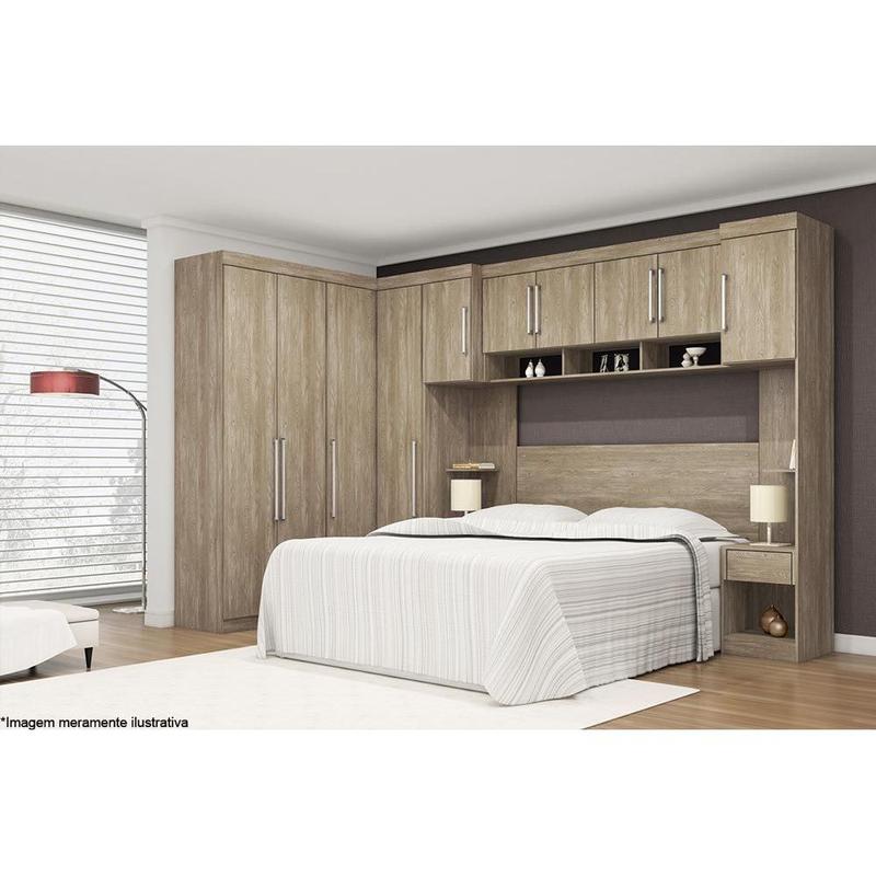 Roupeiro Modulado Demóbile Módena Casal 7 Pçs Nogal - Guarda-Roupa ...