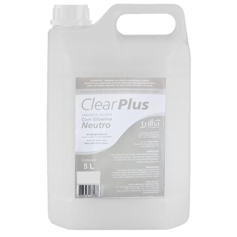 Sabonete Líquido Neutro Glicerinado Clear Plus 5 Litros - Trilha ...