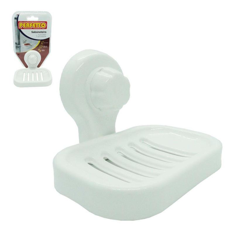 Saboneteira De Parede De Plastico Branco Com Ventosa 12x10x9 - Oem ...