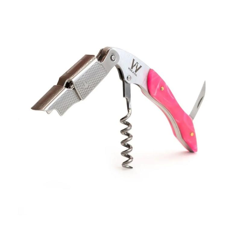 Saca-Rolhas Abridor Vinho Aço Inox + Resina Rosa 2 Estágios - Wine ...