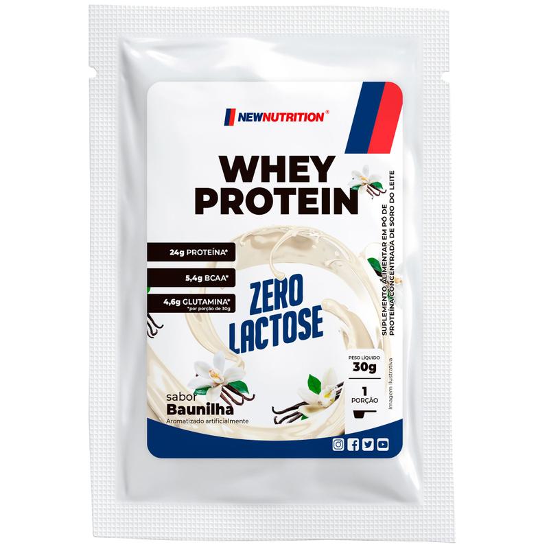 Sachê Whey Protein Concentrado Zero Lactose 30g Baunilha NewNutrition - Massa Muscular ...
