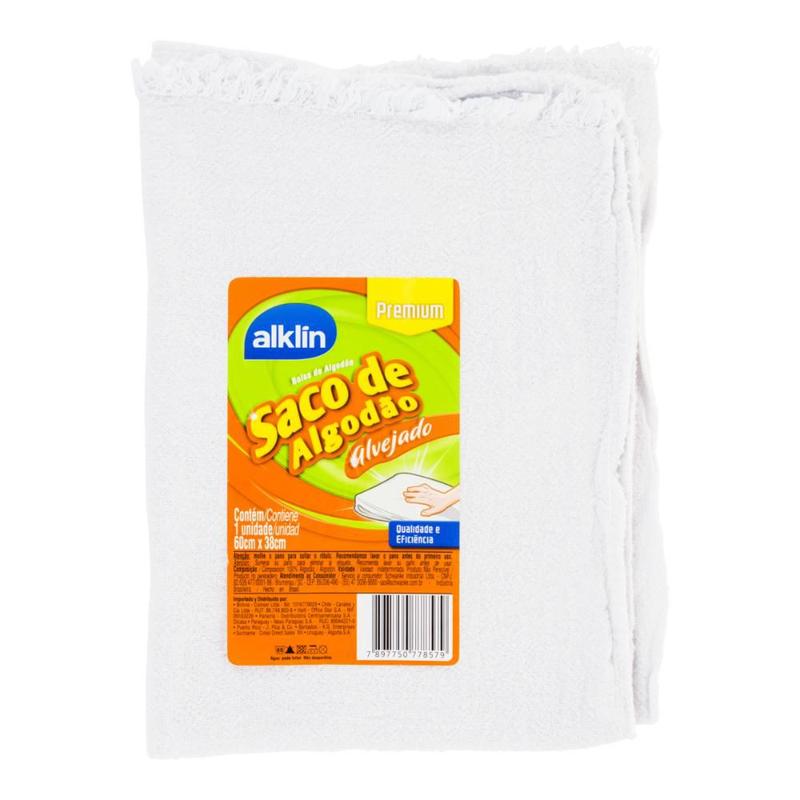 Saco de algodão alvejado Alklin Premium 60 cm X 38 cm - Pano - Magazine ...