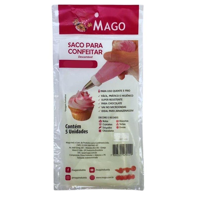 Saco De Confeitar Manga Descartável Mago - M 34x22cm - 5 Unidades ...