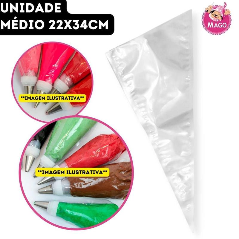 Saco de Confeitar Médio Manga Descartável Resistente Mago - M 22x34cm ...