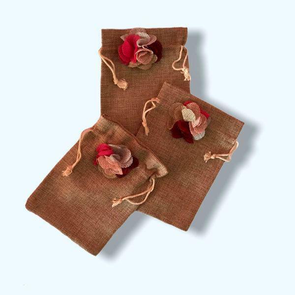 Saco De Juta Com Flor De Tecido De Juta Colorida 5 Peças - Tecidos ...