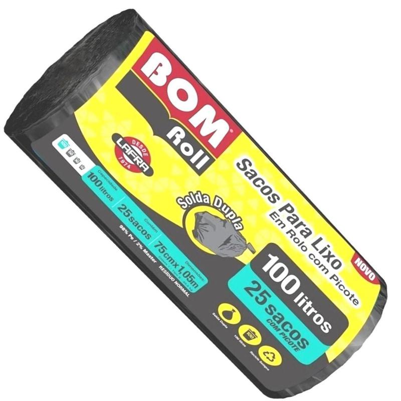 Saco Para Lixo 100 Lts Preto Solda Dupla 75Cm X 105Cm - Bom Roll - Saco de Lixo - Magazine Luiza