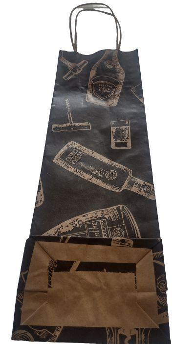 Sacola Kraft para Vinhos / Garrafas com Fundo Reforçado e Alça Torcida ...