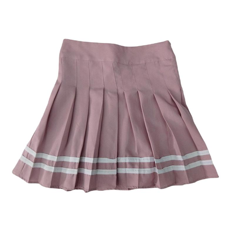 Saia de Prega Plissada Rodada Cosplay Colegial Kawaii Rosa BM - Belos ...