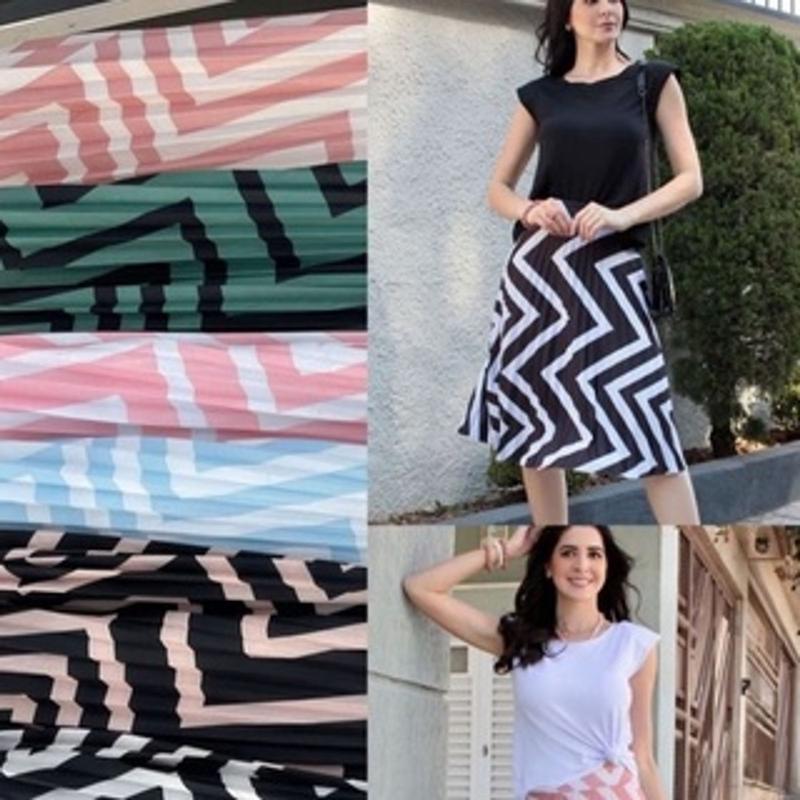 Saia feminina plissada midi zig zag - filo modas - Saia Feminina - Magazine Luiza
