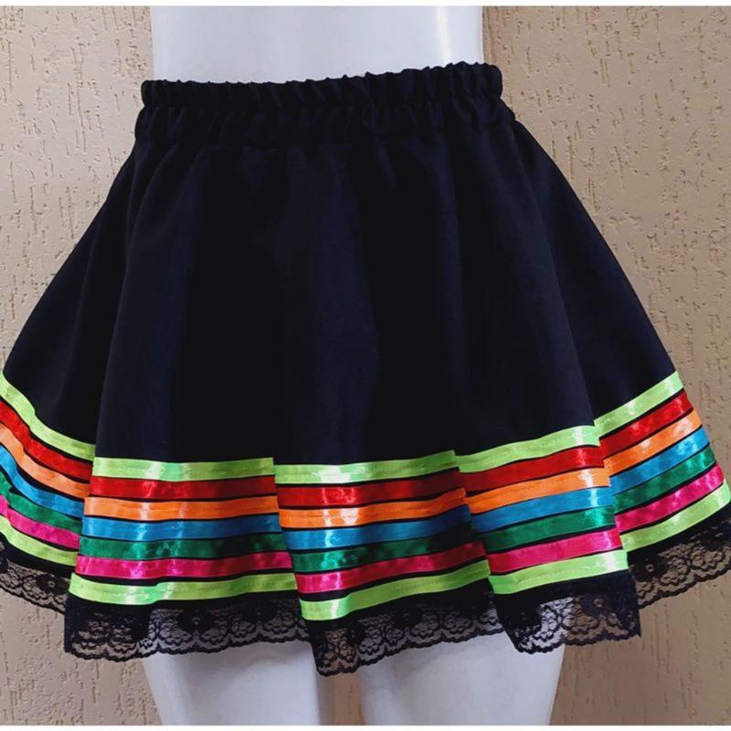 Saia junina preta básica (adulto e infantil) - TACONI - Saia Feminina ...