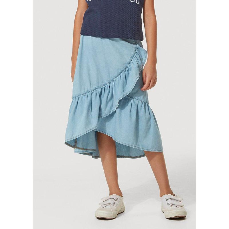 Saia Midi Infantil Menina Em Jeans Com Transpasse Hering Kids - Saia ...