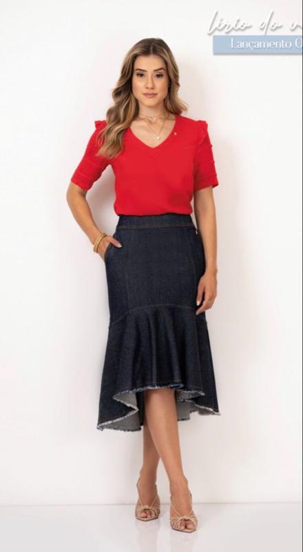 Saia mullet jeans via tolentino - Saia Feminina - Magazine Luiza