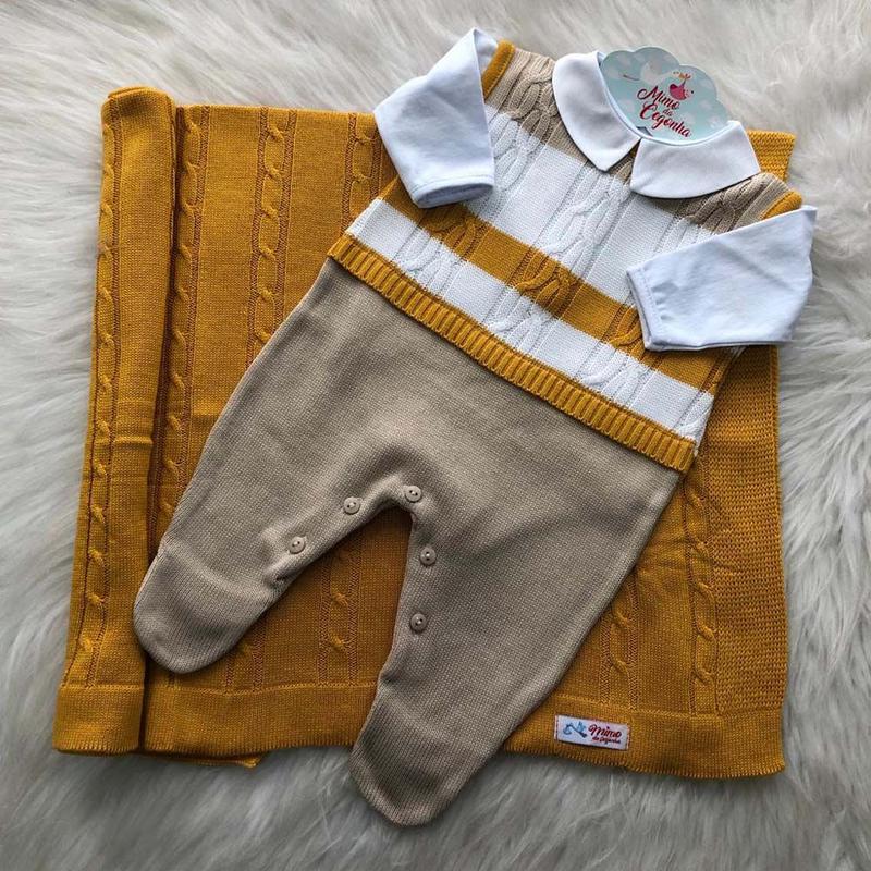 Saida De Maternidade Bebê Maternidade Masculino Tricô Caio - Mimo da ...