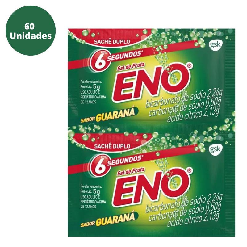 Sal de Fruta Eno Antiácido Guaraná 60 Sachês 5G - GSK - Sal de Fruta ...